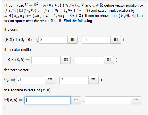 Solved Let V = R^2. For (u_1, u_2), (v_1, v_2) elementof V | Chegg.com