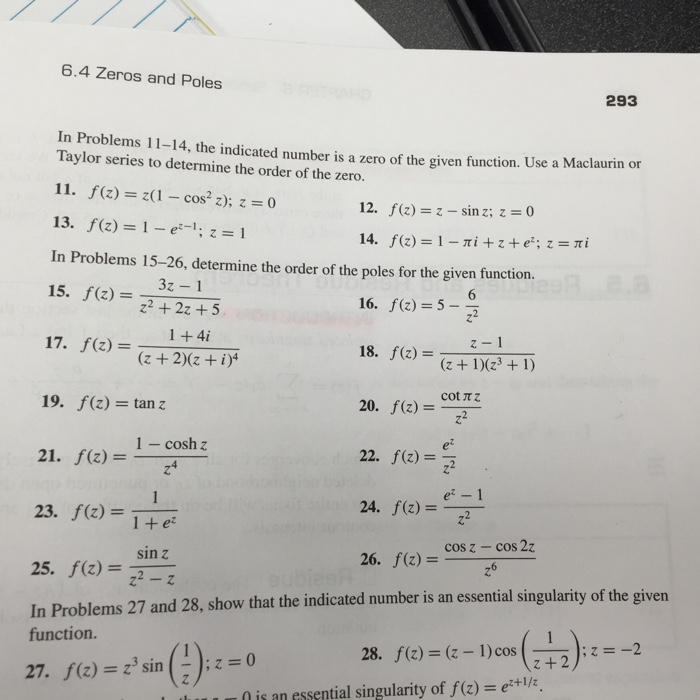 Solved 6.4 Zeros and Poles 293 In Problems 11-14, the | Chegg.com