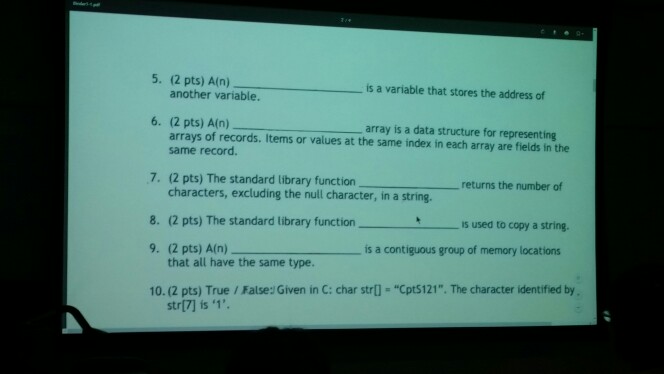 Solved 11.(2 pts) True False: In general, when pointers are | Chegg.com