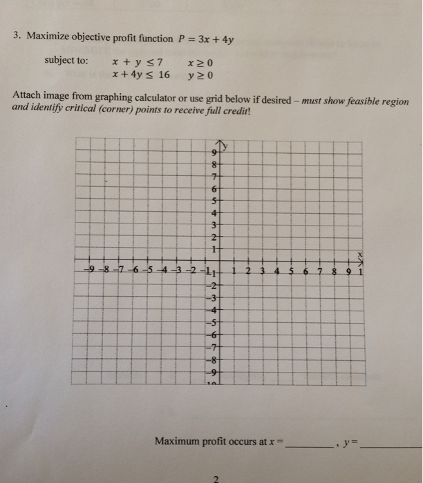 Solved Maximize Objective Profit Function P 3x 4y