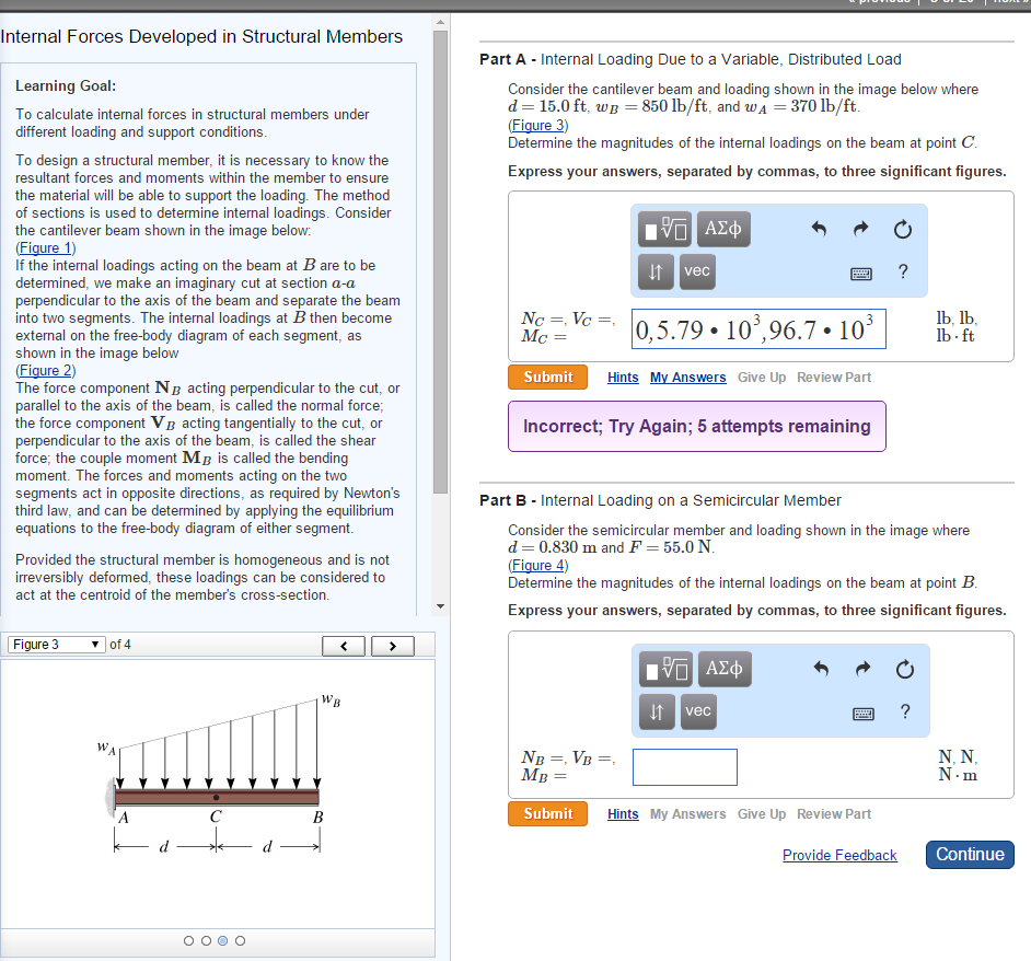 Solved Internal Forces Developed in Structural Members Part | Chegg.com