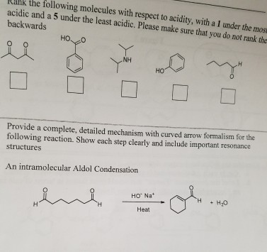 Solved Rank the following molecules with respect to acidity, | Chegg.com