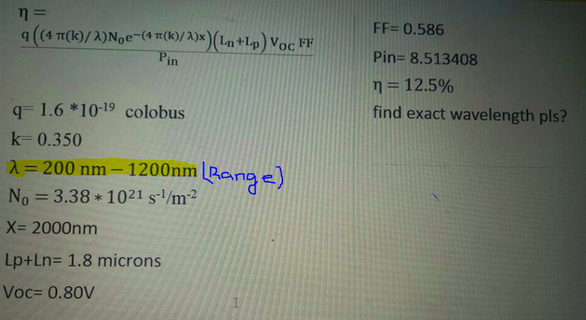 Solved eta = q((4 pi(k)/ lambda)N_0 e^-(4 pi (k)/lambda)x) | Chegg.com