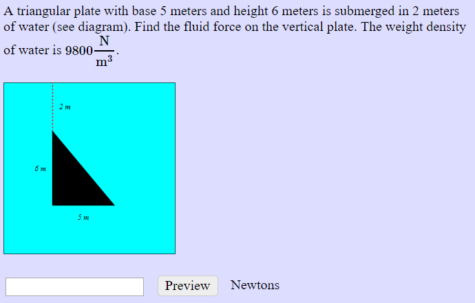 Solved A triangular plate with base 5 meters and height 6 | Chegg.com