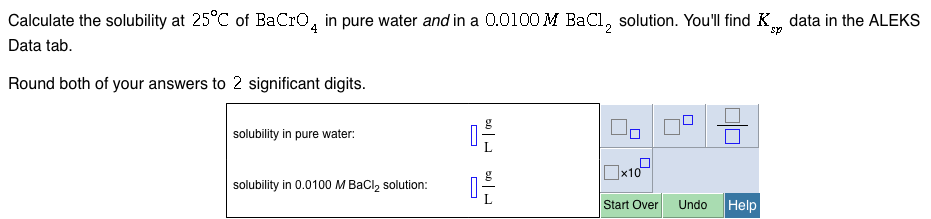 Solved Calculate the solubility at 25degreeC of BaCr04 in | Chegg.com