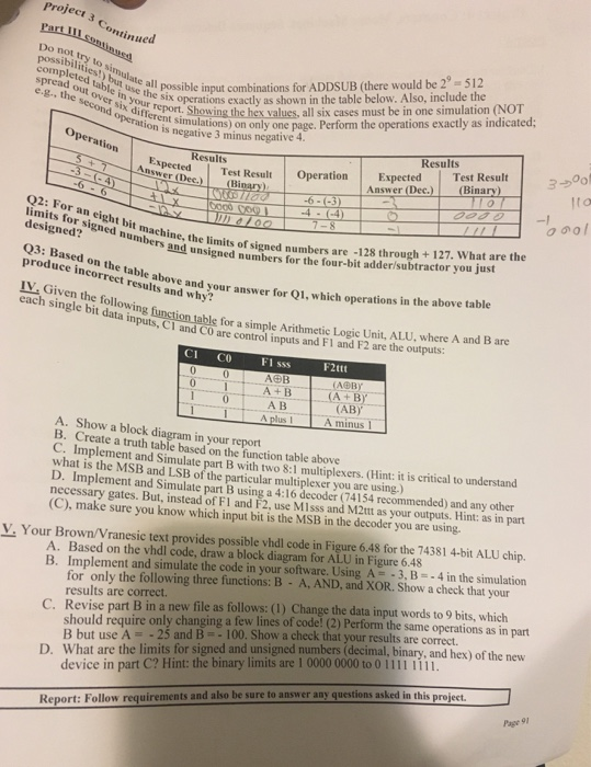 Solved Project 3 Continued 00 not try to simulate all | Chegg.com