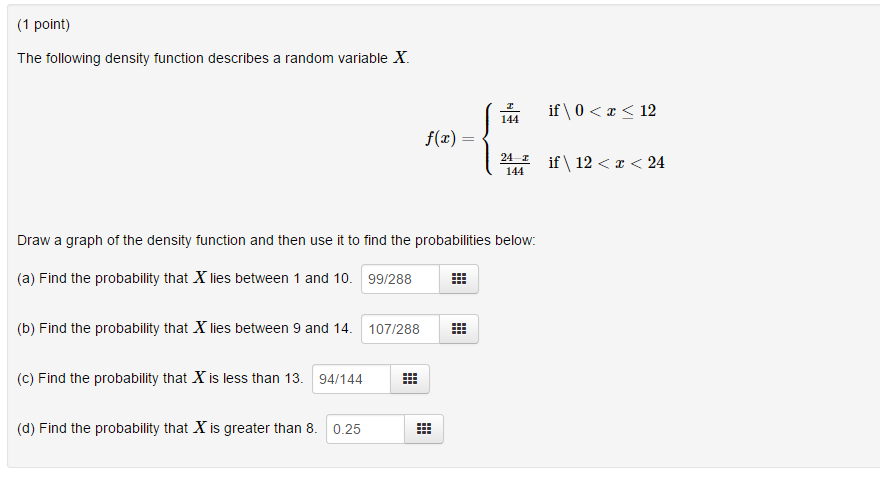 Solved The Following Density Function Describes A Random 