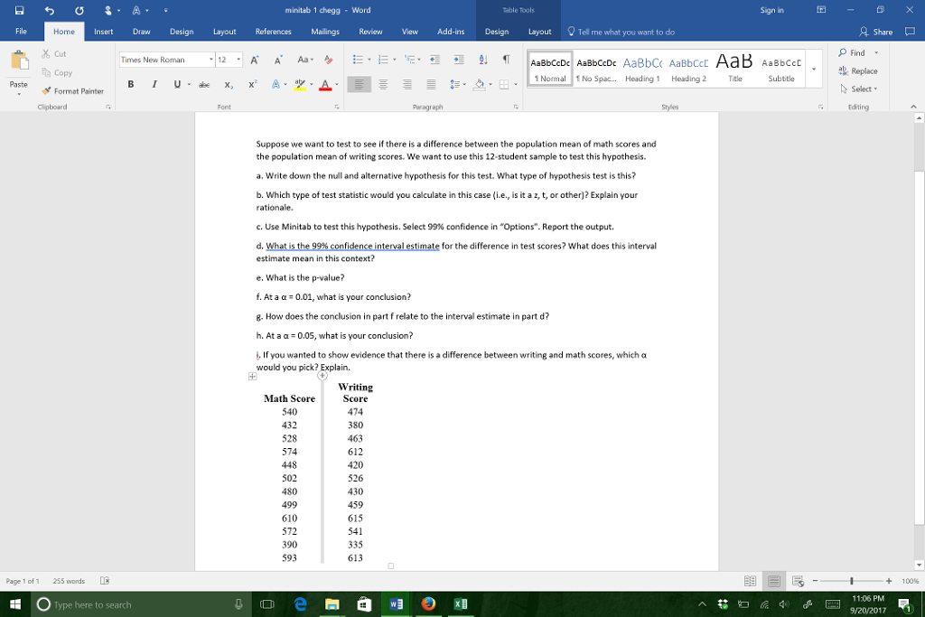 Solved minitab 1 chegg-Word Table Tools Sign in File Home | Chegg.com