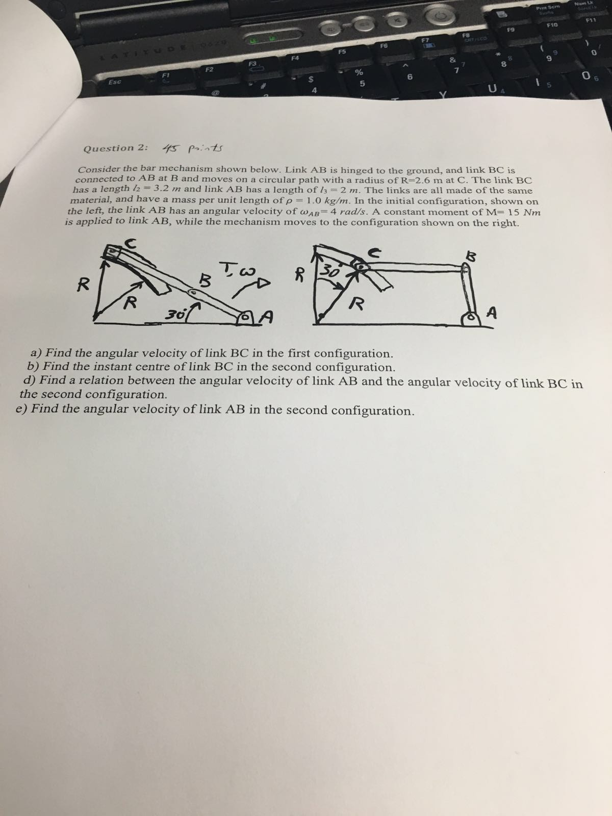 Solved Consider the bar mechanism shown below. Link AB is | Chegg.com
