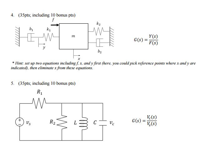 Solved Control system, set up two equations G(s) = | Chegg.com