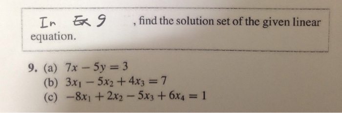Solved Find the solution set of the given linear equation. | Chegg.com