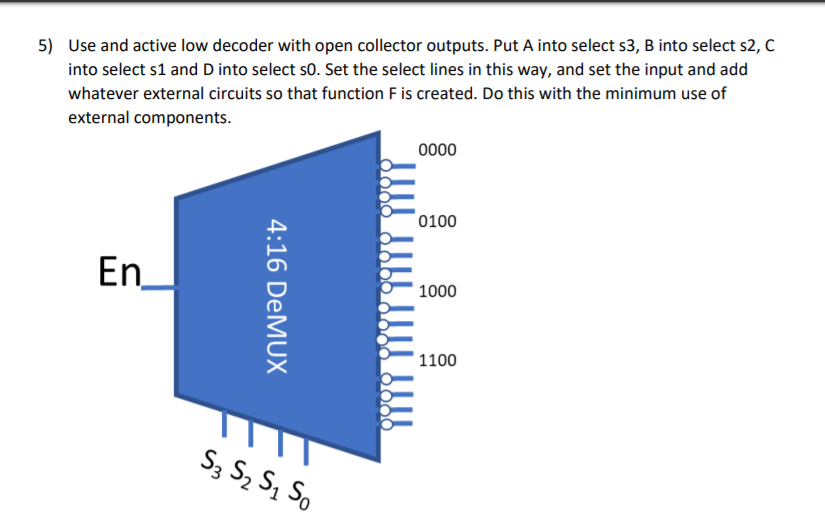 Solved 5) Use and active low decoder with open collector | Chegg.com