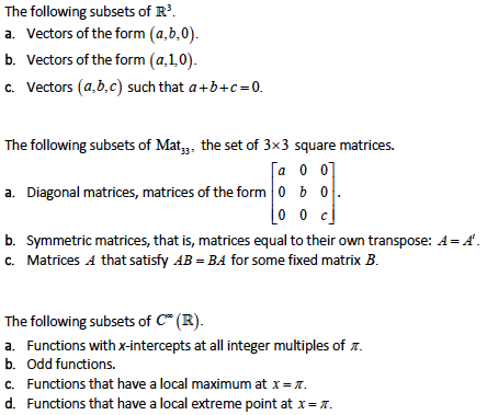 Solved Determine if the sets are vector subspaces. If the | Chegg.com