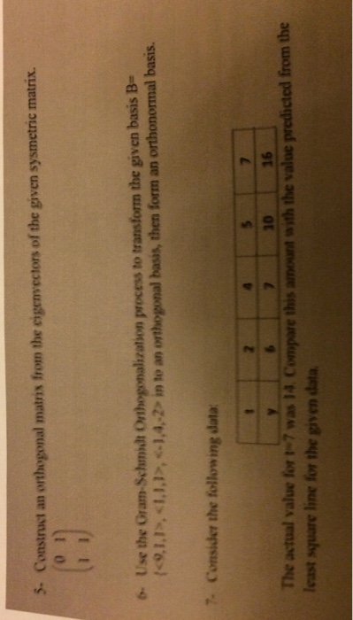 Solved Construct an orthogonal matrix from the eigenvectors | Chegg.com
