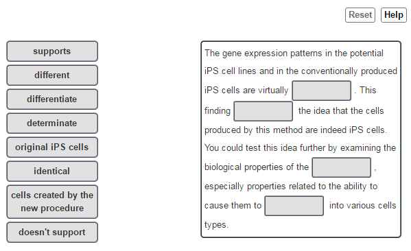 Solved The gene expression patterns in the potential iPS | Chegg.com