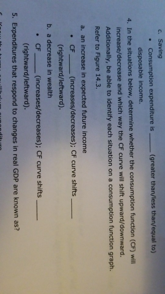 Solved c. Saving Consumption expenditure is disposable | Chegg.com