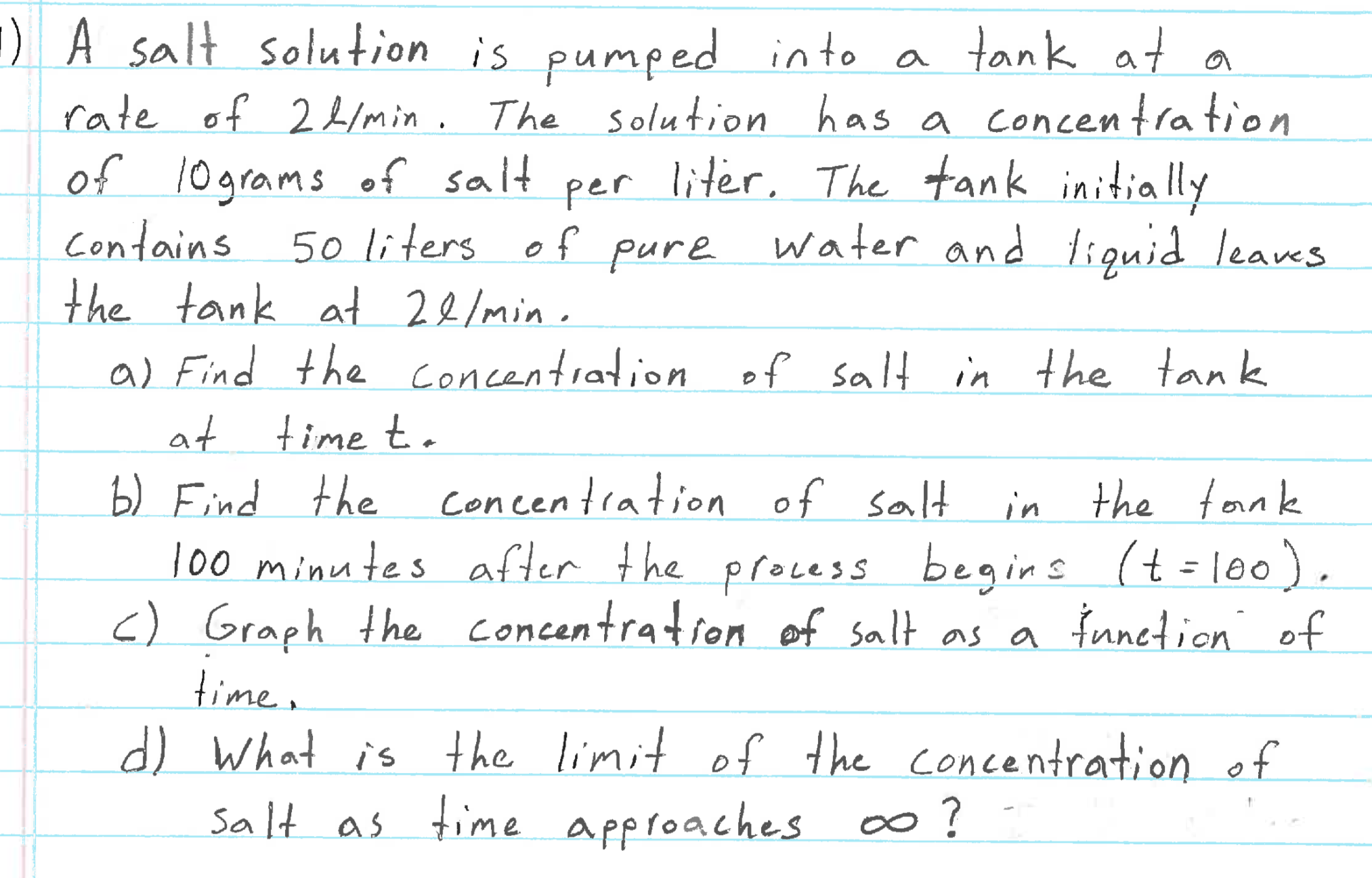 Solved A salt solution is pumped into a tank at a rate of 2 | Chegg.com
