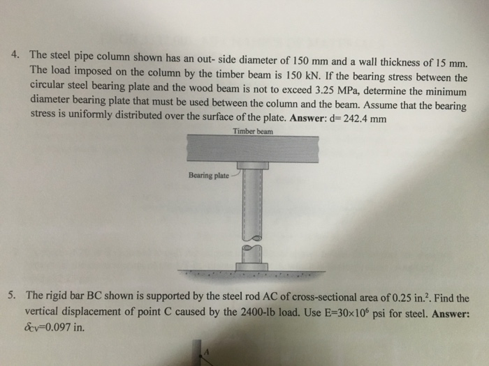 Solved #4 mechanics of materials the answer is d=242.4 but I | Chegg.com