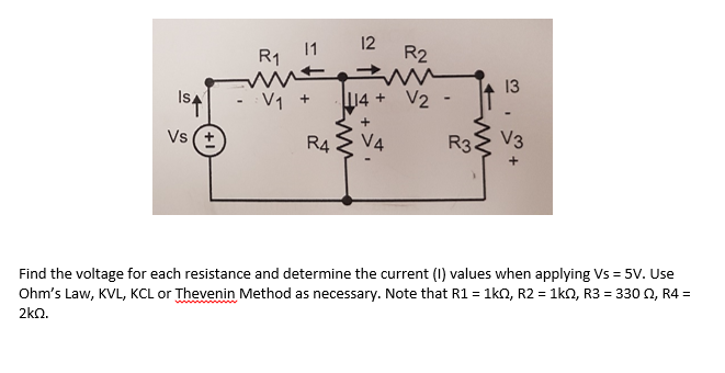 Solved R1 11 12 R2 13 Is V1 + Vs (+ R3 V3 Find the voltage | Chegg.com