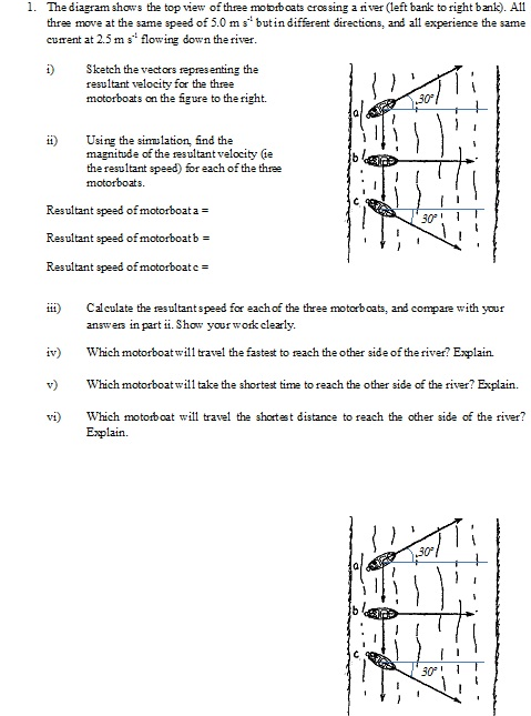 Solved 1. The diagram shows the top view of three motorboats | Chegg.com