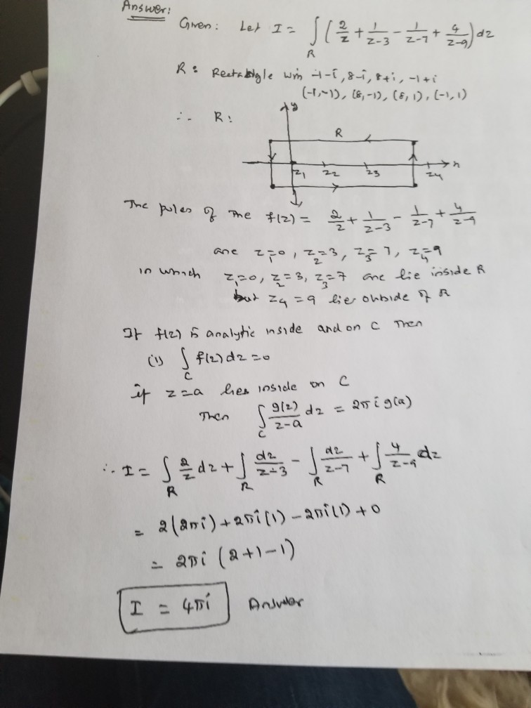 Solved contour integration problem and solution, for the | Chegg.com