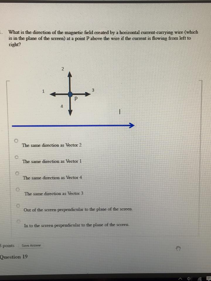 Solved What is the direction of the magnetic field created | Chegg.com