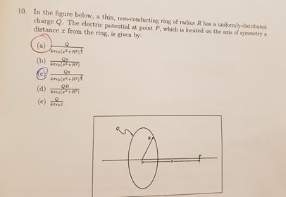 Solved 10. In the figure below, a thin, non-conducting ring | Chegg.com