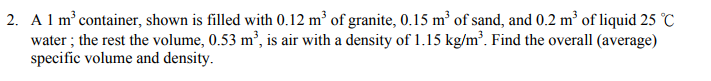 Solved A 1 m 3 container, shown is filled with 0.12 m3 of | Chegg.com