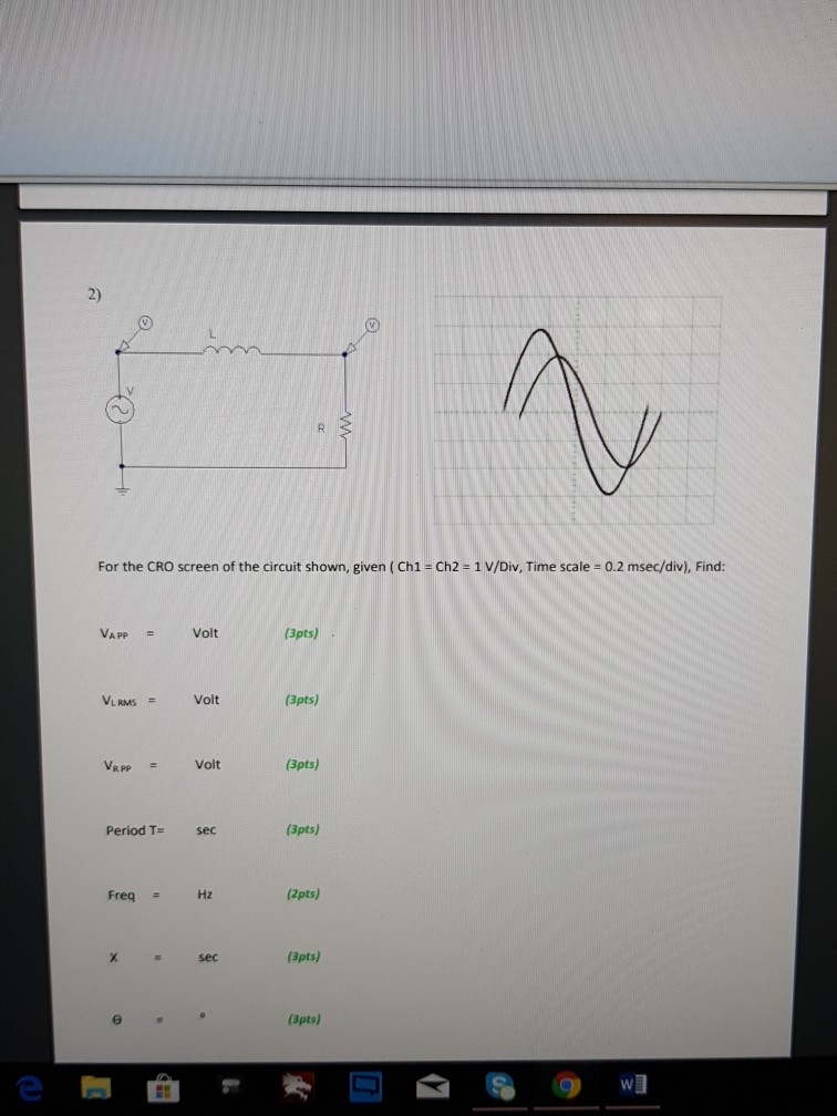 Solved Erercise questions: For the CRO screen of the circuit | Chegg.com