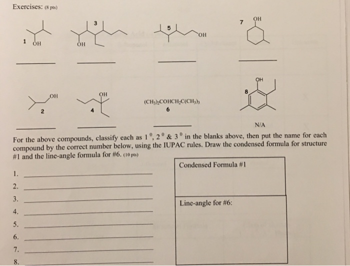 Solved For the above compounds, classify each as 1 degree, 2 | Chegg.com