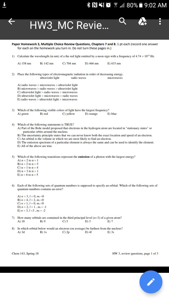 Solved HW3 MC Revie.. Paper Homework 3, Multiple Choice | Chegg.com