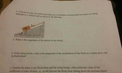 Solved A block mass M is held motionless of a frictionless | Chegg.com