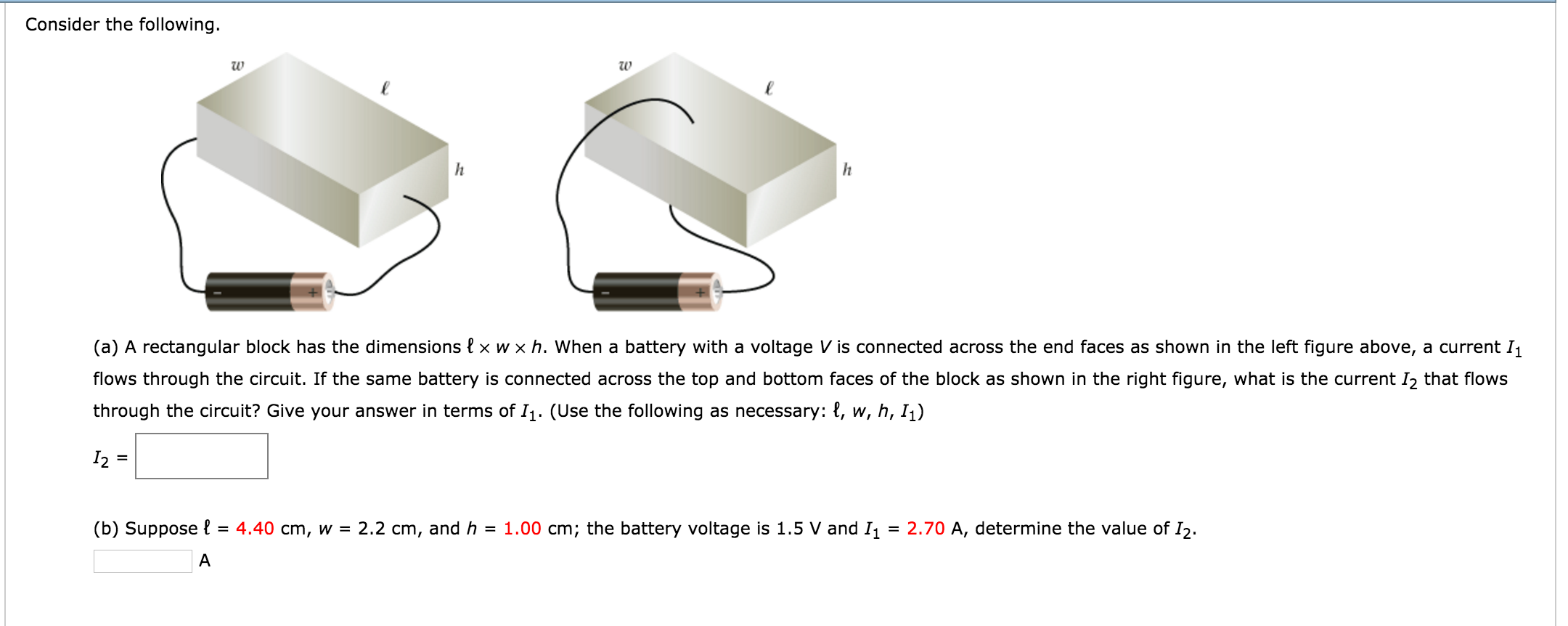Solved (a) A rectangular block has the dimensions ? ? w ? h. | Chegg.com