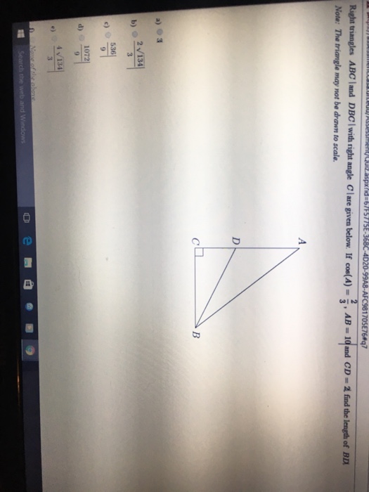 Solved Right triangles ABC|and DBC| with right angle C| are | Chegg.com