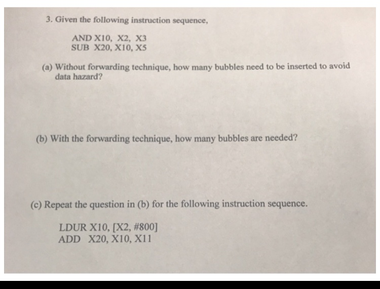 Solved 3. Given the following instruction sequence, AND X10, | Chegg.com