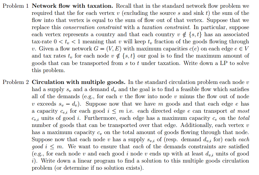 Write down a linear program to solve the following | Chegg.com