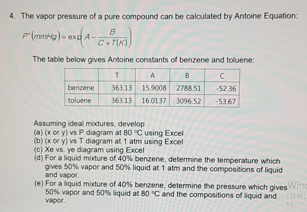 4. The vapor pressure of a pure compound can be | Chegg.com