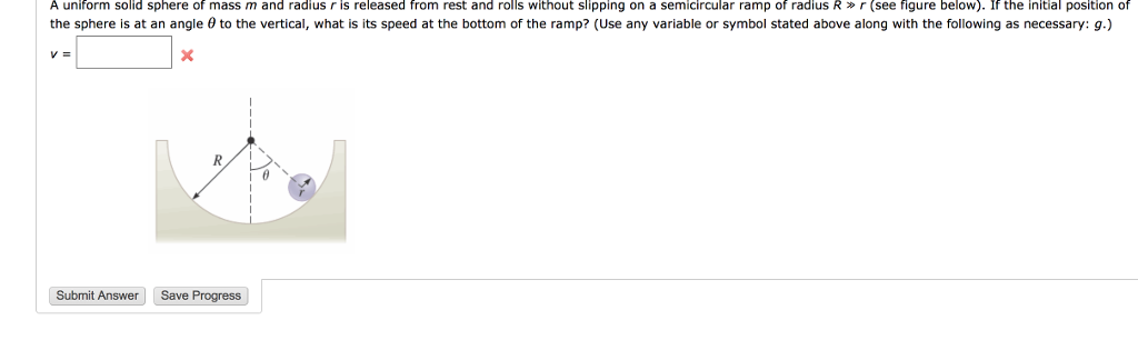 Solved A uniform solid sphere of mass m and radius r is | Chegg.com