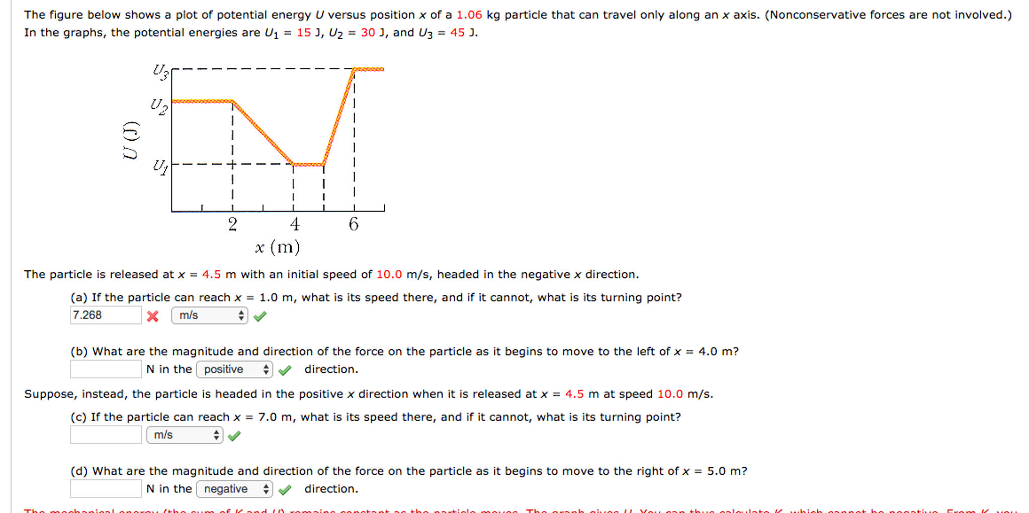 Solved The figure below shows a plot of potential energy U | Chegg.com