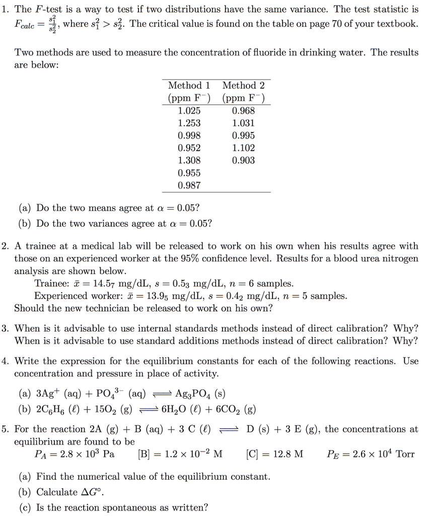 1. The F-test is a way to test if two distributions | Chegg.com