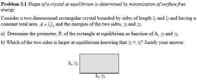 Solved Problem 3.1 Shape of a crystal at equilibrium is | Chegg.com