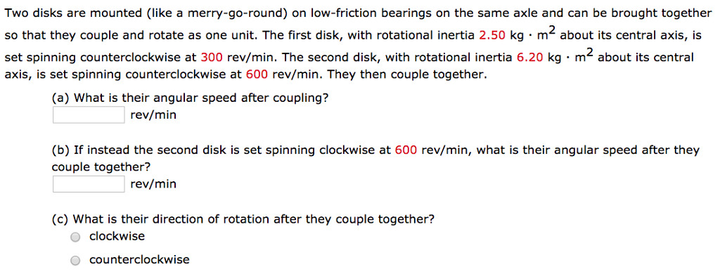 Solved Two disks are mounted (like a merry-go-round) on | Chegg.com