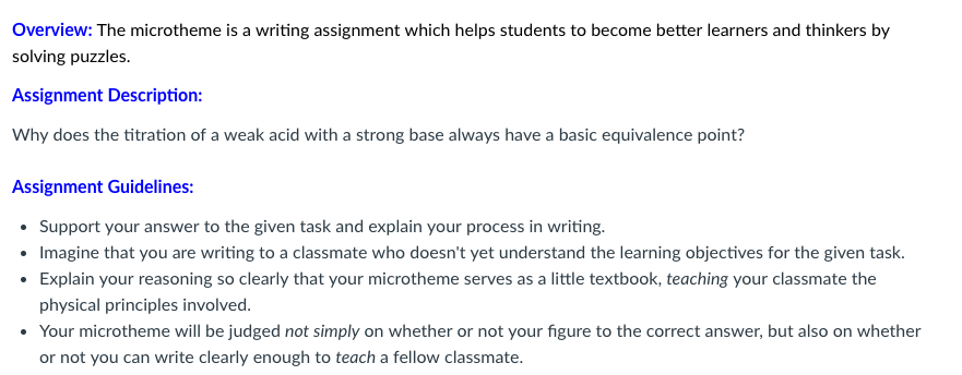Solved Overview: The microtheme is a writing assignment | Chegg.com