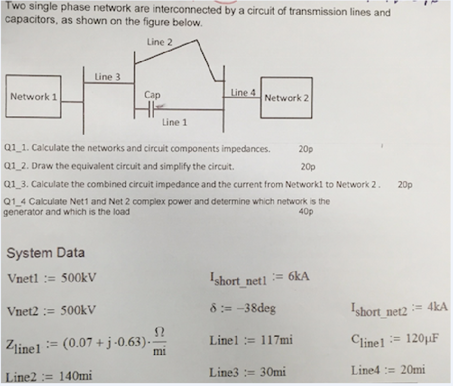 Solved Two single phase network are interconnected by a | Chegg.com