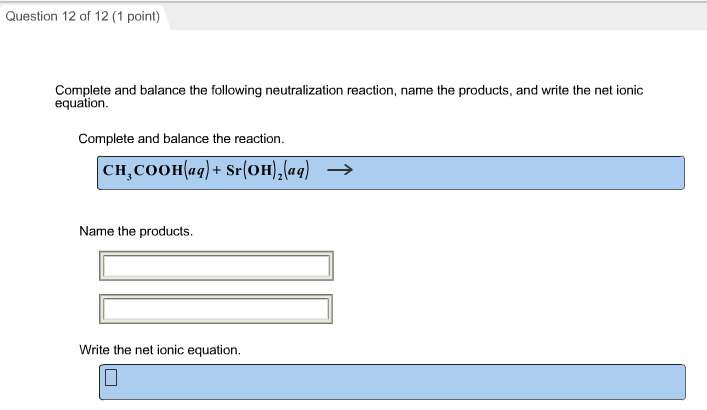 Solved Complete and balance the following neutralization | Chegg.com