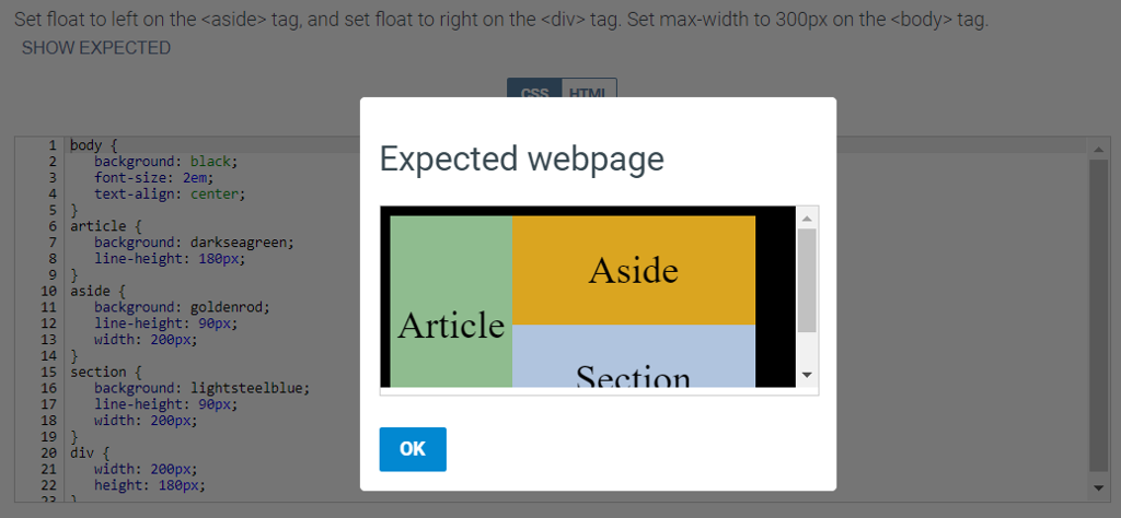Solved Set float to right on the tag, and set float | Chegg.com