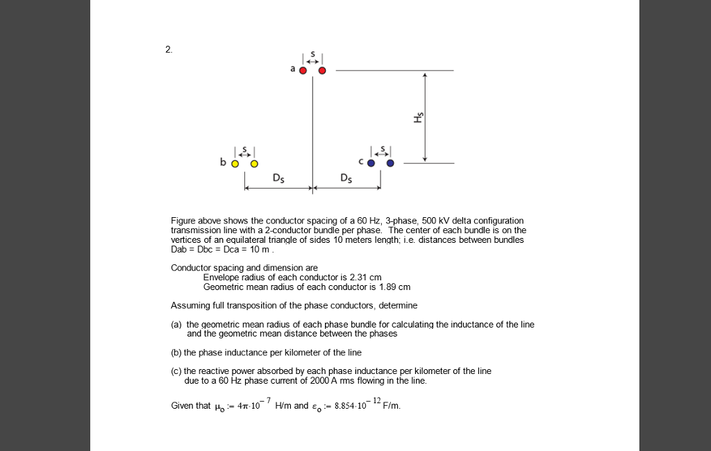 Figure above shows the conductor spacing of a 60 | Chegg.com
