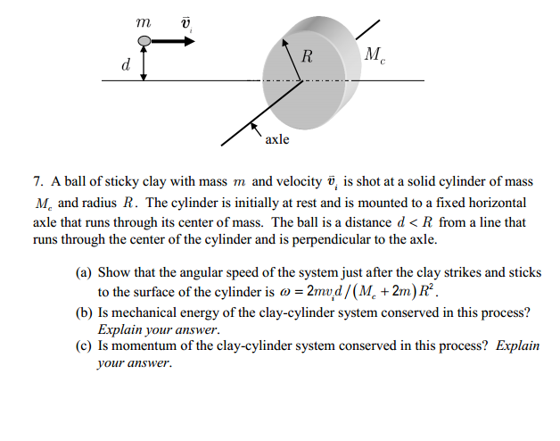 Solved A ball of sticky clay with mass m and velocity v. is | Chegg.com