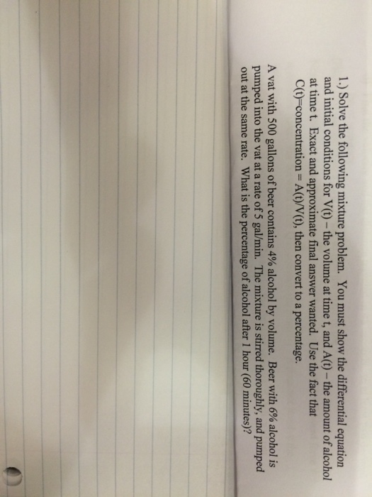 Solved Solve the following mixture problem. You must show | Chegg.com