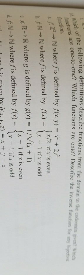 Solved which os are one-to-one? Which functions are onto? | Chegg.com